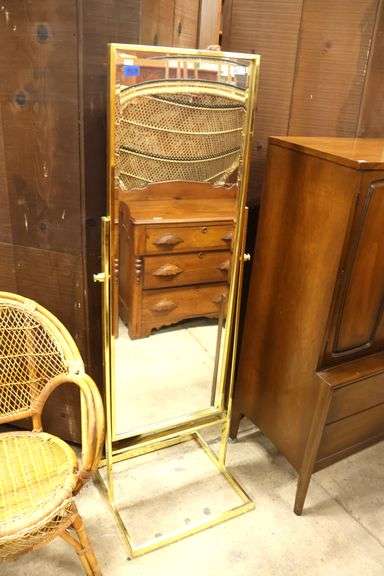 MCM Brass Cheval Mirror - Dixon's Auction at Crumpton