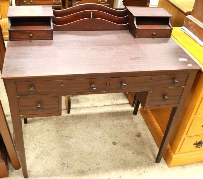 Depression Era Mahogany Desk, Mark on Top - Dixon's Auction at Crumpton