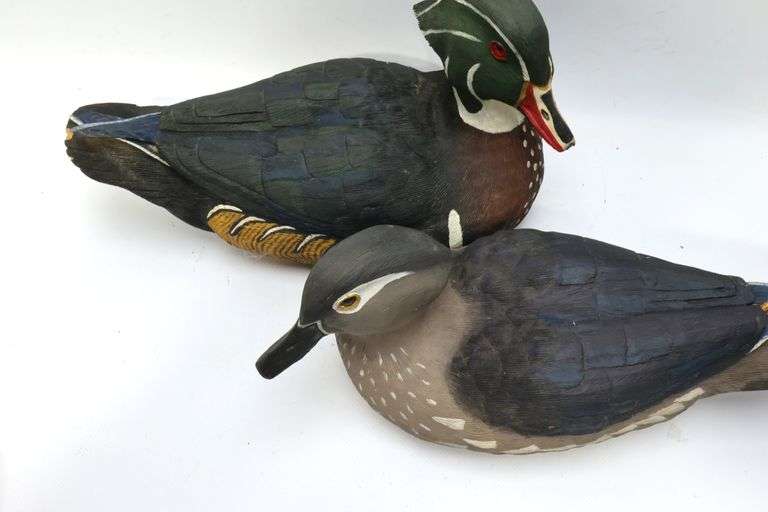 Pair Dale Johnson Rock Hall MD 1998 Wood Duck Decoys, Losses - Dixon's ...