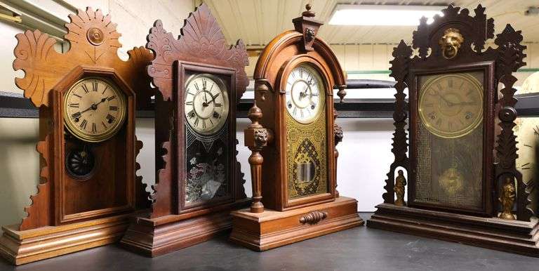 4 Antique Gingerbread/Kitchen Clocks - Dixon's Auction at Crumpton