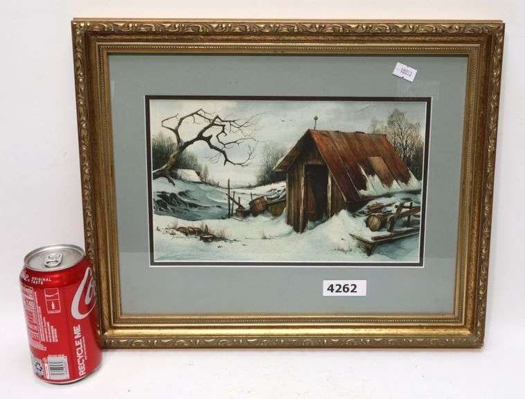Garry Morrell Watercolor Painting - Dixon's Auction at Crumpton