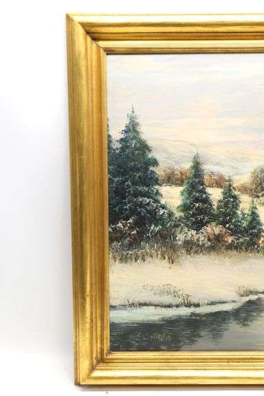 Vintage Winter Landscape Painting Signed C. Sutterlin - Dixon's Auction ...