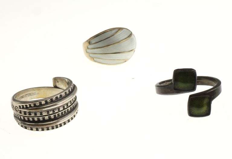 (3) Mid Century Modern Sterling Silver Rings By David Andersen - Dixon ...