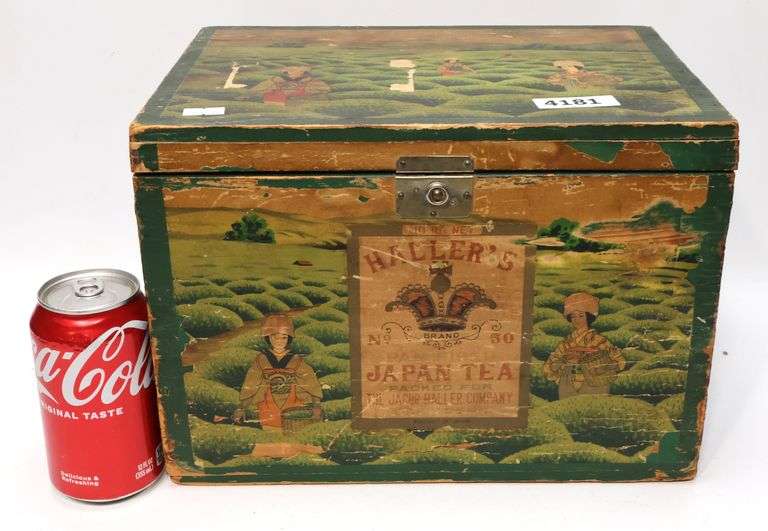 Antique Haller's Japan Tea Advertising Box - Dixon's Auction at Crumpton
