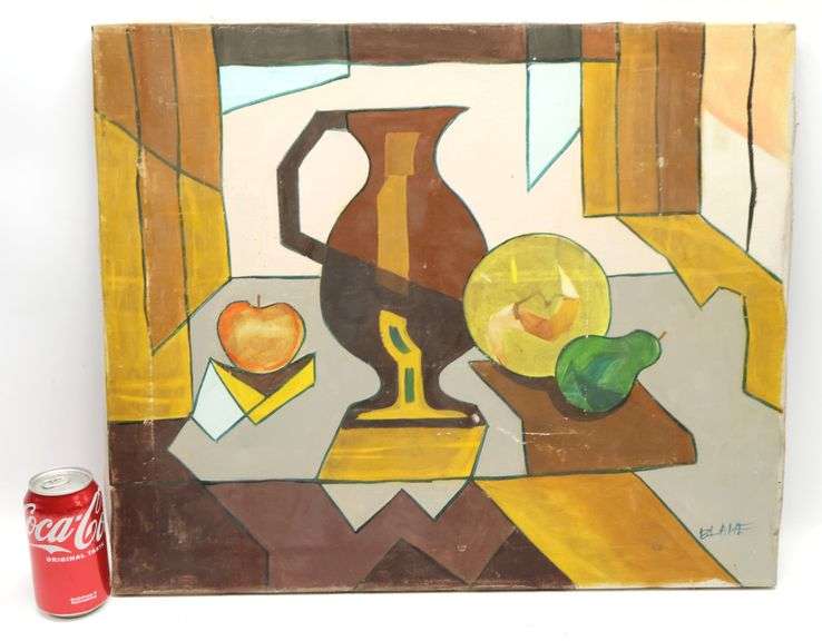 MCM Cubist Still Life Painting Signed Blake - Dixon's Auction at Crumpton