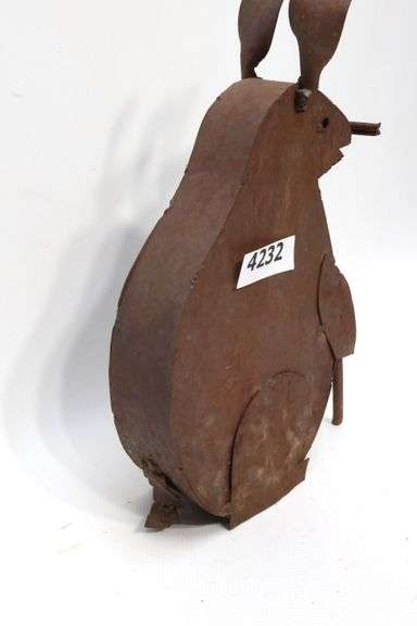 Folk Art Sheet Metal Rabbit Sculpture - Dixon's Auction at Crumpton