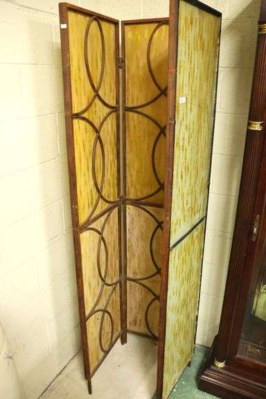 MCM Wrought Iron and Glass Dressing Screen - Dixon's Auction at Crumpton