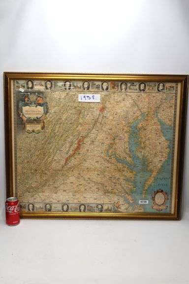 Vintage 1938 National Geographic Map - Dixon's Auction at Crumpton