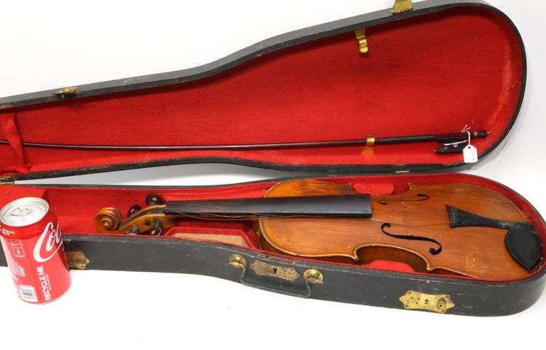 Vintage Stradivarius Copy Violin and Bow with Case - Dixon's Auction at ...