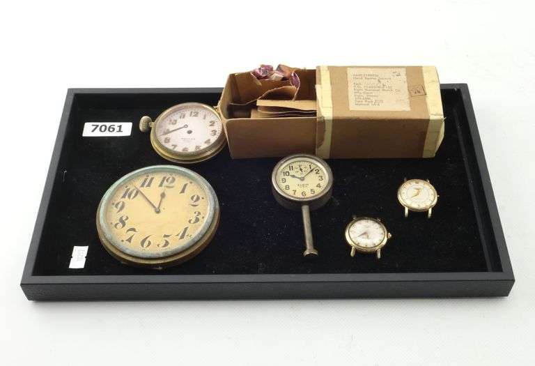 Tray Lot of Watches & Clocks Including 8 Day - Dixon's Auction at Crumpton