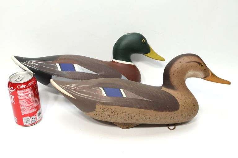 Pair Dave Walker Mallard Duck Decoys - Dixon's Auction at Crumpton