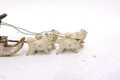 (2) Antique Cold Painted Lead Sleigh Being Pulled By Dogs & Boy - Dixon ...