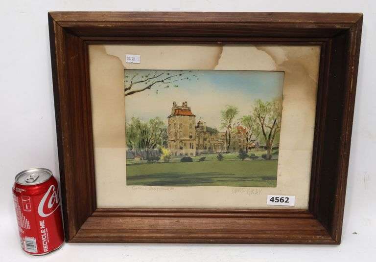 Davis Gray Watercolor Painting - Dixon's Auction at Crumpton