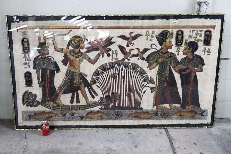 Large Modern Egyptian Papyrus Painting - Dixon's Auction at Crumpton