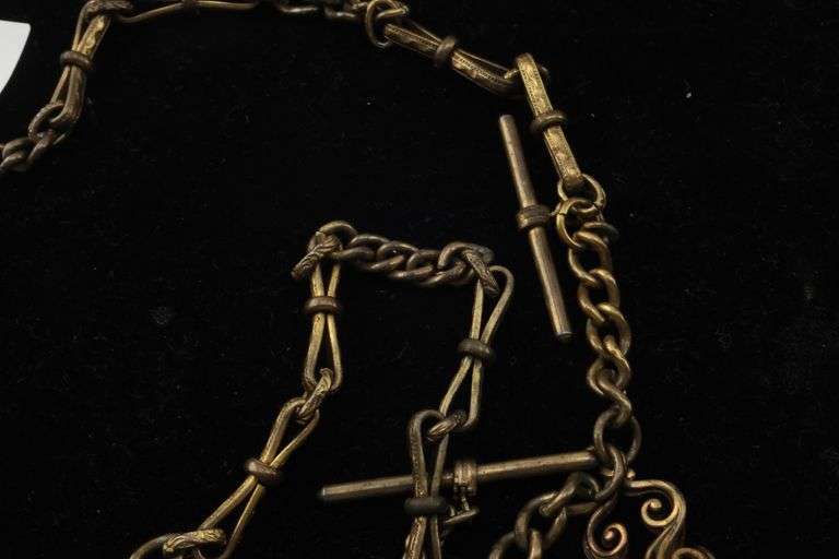 Mixed Metal Vintage Watch Chain & Fobs - Dixon's Auction at Crumpton