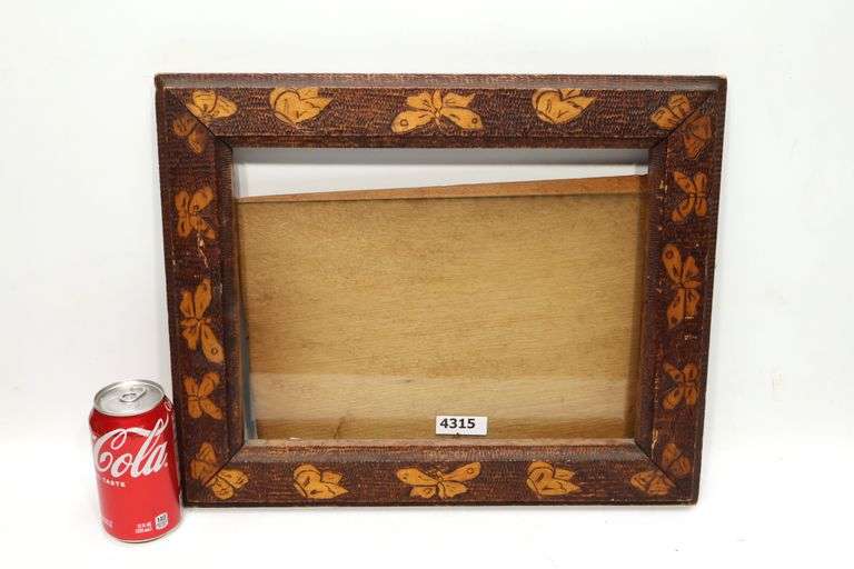 Antique Pyrography Butterfly Picture Frame - Dixon's Auction at Crumpton