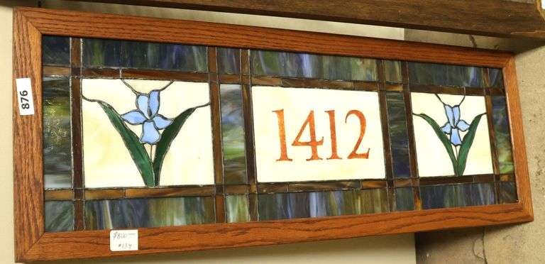Modern Leaded Stained Glass House Number Window - Dixon's Auction at ...