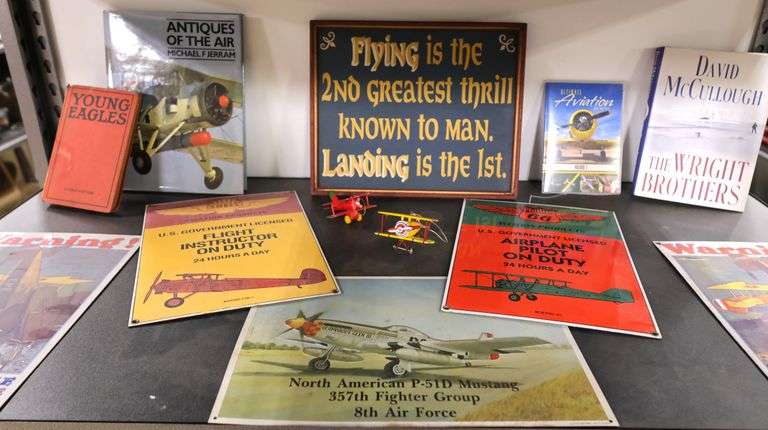 Lot of Metal Enameled Metal Airplane Signs, Books on Wright Brothers ...
