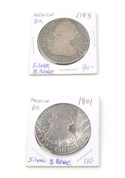 (2) Mexico Silver 8 Reale Coins - Dixon's Auction at Crumpton