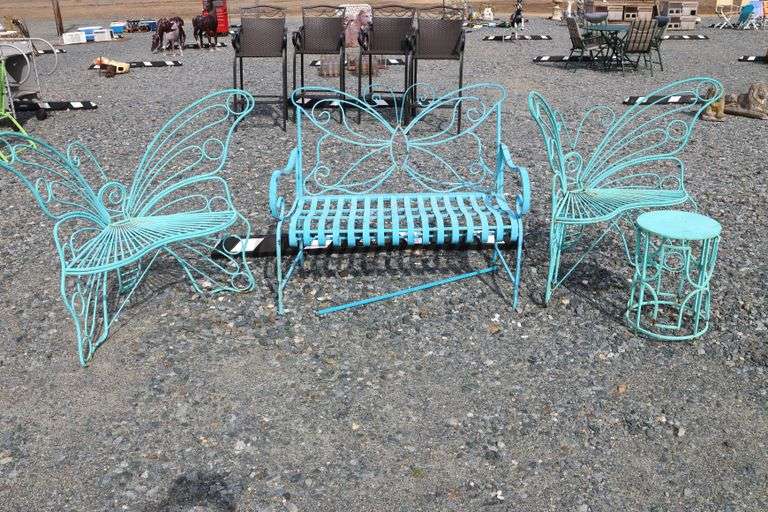 *NO STORAGE* Wrought Iron Butterfly Patio Set - Dixon's Auction at Crumpton