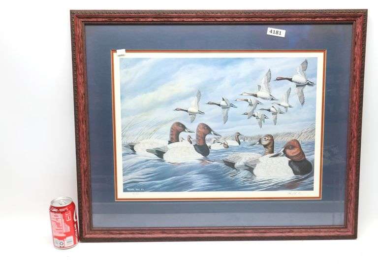 Michael Rice Artist Signed Canvasback Ducks Print - Dixon's Auction at ...