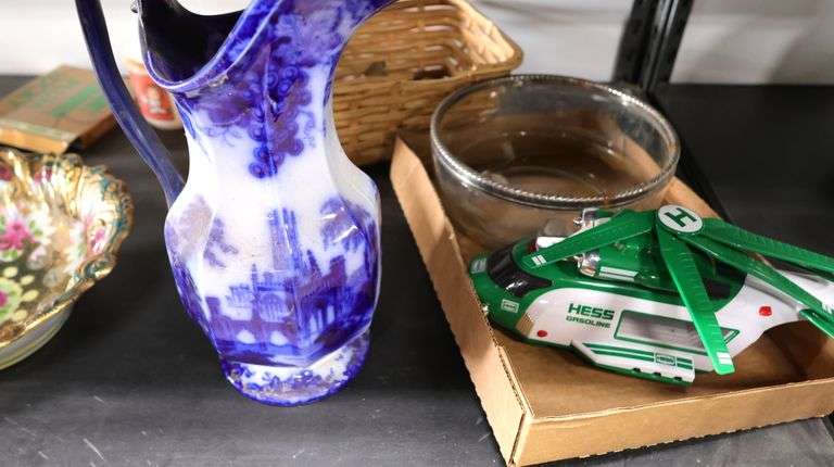 Lot Hess Helicopter, Flow Blue Pitcher, Silk Embroidery, Washington ...