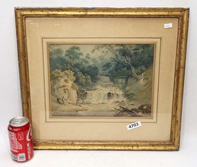 Antique Waterfall Scene Watercolor Painting - Dixon's Auction at Crumpton