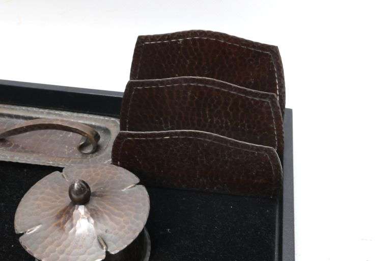 (4) Roycroft 5 Piece Hammered Copper Desk Set - Dixon's Auction at Crumpton