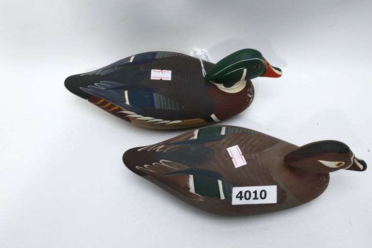 Pair Charles Jobes 1/4 Size Miniature Wood Duck Decoys - Dixon's ...