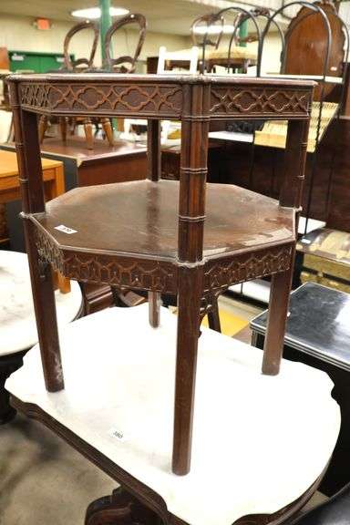 Vintage Mahogany Two Tier Table, As-Is - Dixon's Auction at Crumpton