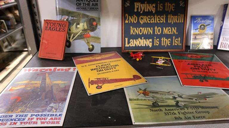 Lot of Metal Enameled Metal Airplane Signs, Books on Wright Brothers ...