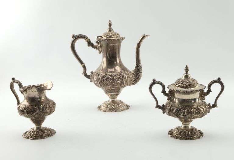 3 Piece Stieff Sterling Silver Tea Set 37.1 ozt - Dixon's Auction at ...