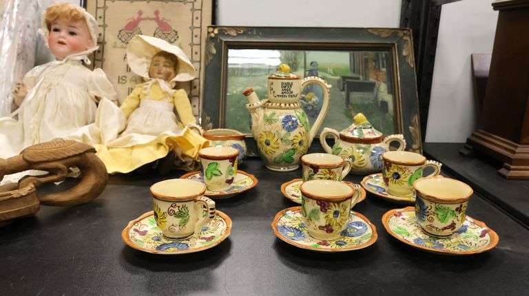 Lot Laura Ashley Quilt Set, Japanese Tea Set, Framed Needlework & Print ...