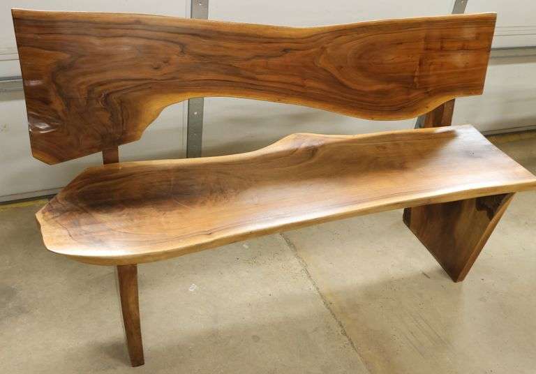 MCM Live Edge Walnut Slab Bench - Dixon's Auction at Crumpton