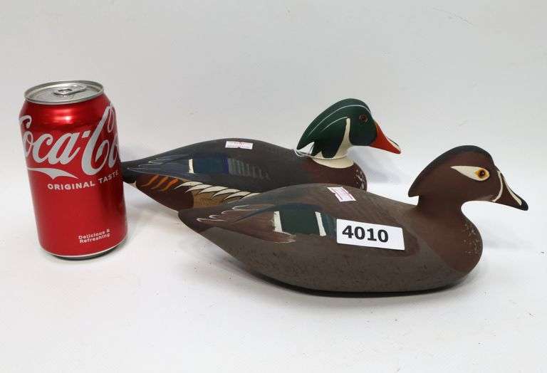 Pair Charles Jobes 1/4 Size Miniature Wood Duck Decoys - Dixon's ...