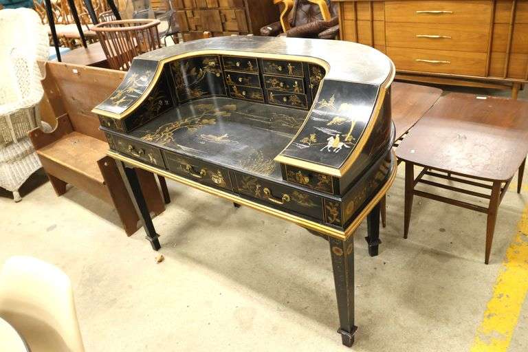 Hollywood Regency Black Chinoiserie Desk, Chips and Wear - Dixon's ...