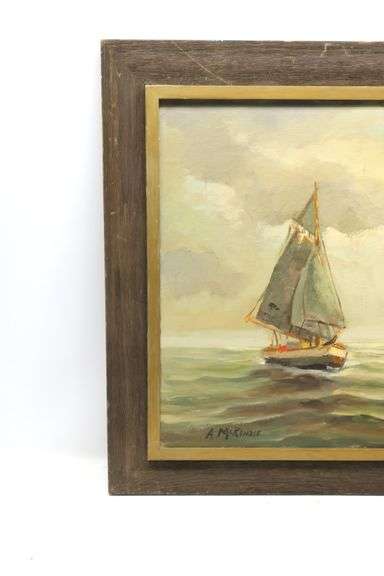 Austin "Artie" Vincent Mckenzie Rhode Island Oil on Canvas Ship ...