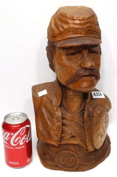 Carved Bust of Civil War Union Soldier - Dixon's Auction at Crumpton