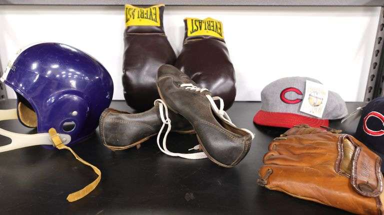 Lot Vintage Sporting Goods, Boxing Gloves, Cleats, Baseball Glove ...