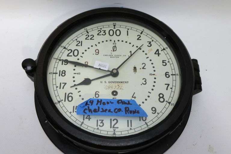 Antique Chelsea Clock Co. US Government 24 Hour Dial Ship's Clock ...