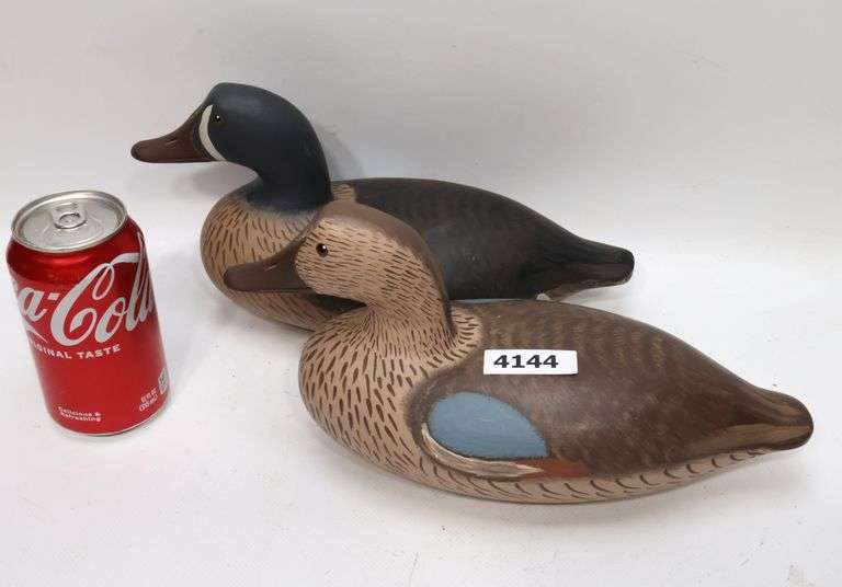 Pair Robert Litzenberg Blue Wing Teal Duck Decoys - Dixon's Auction at ...