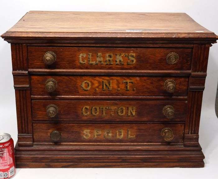 Antique Clark's O.N.T. Spool Cabinet - Dixon's Auction at Crumpton