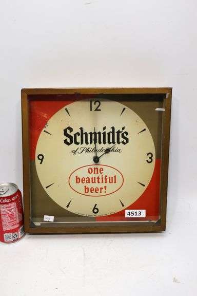 Vintage Schmidt's Beer Advertising Wall Clock - Dixon's Auction at Crumpton