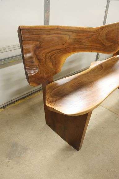 MCM Live Edge Walnut Slab Bench - Dixon's Auction at Crumpton