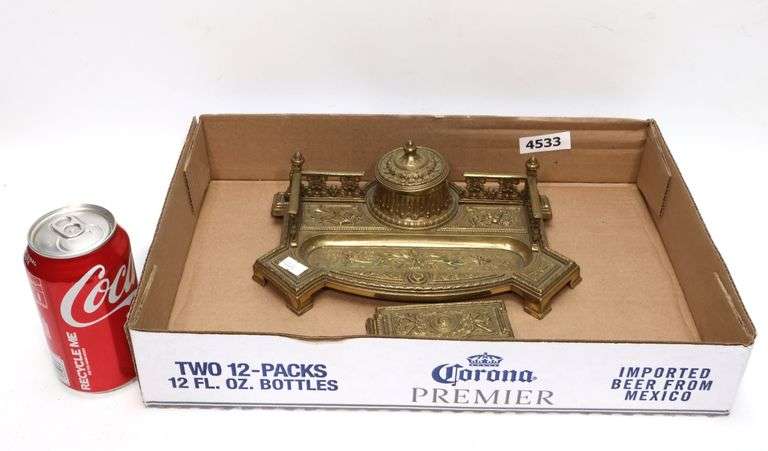 (2) Antique Inkwell and Stamp Box - Dixon's Auction at Crumpton