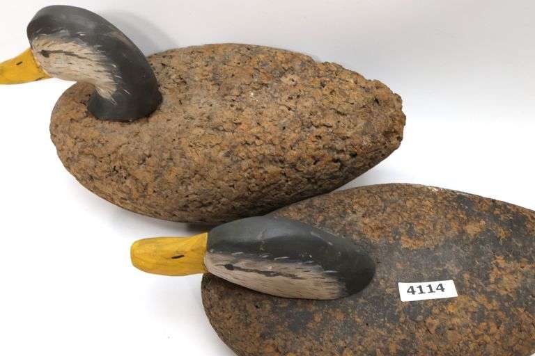 Pair Harold Hayman Cork Black Duck Decoys - Dixon's Auction at Crumpton