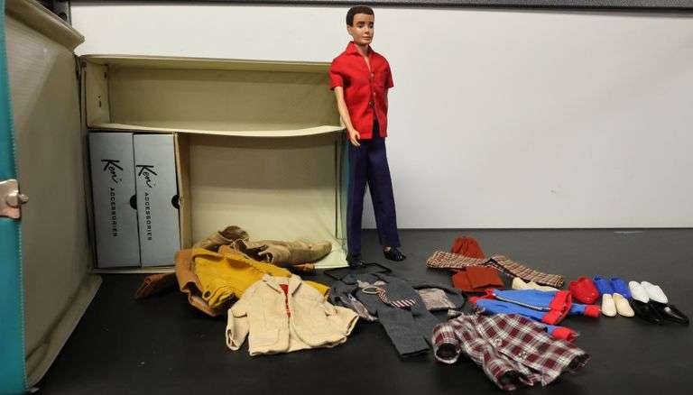 Vintage Ken Barbie Doll with Clothing & Carrier - Dixon's Auction at ...