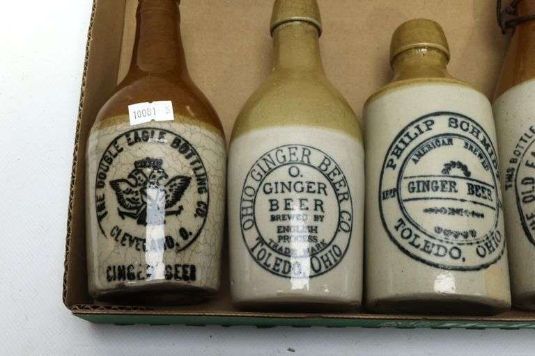 5 Antique American Ginger Beer Stoneware Advertising Bottles - Dixon's ...