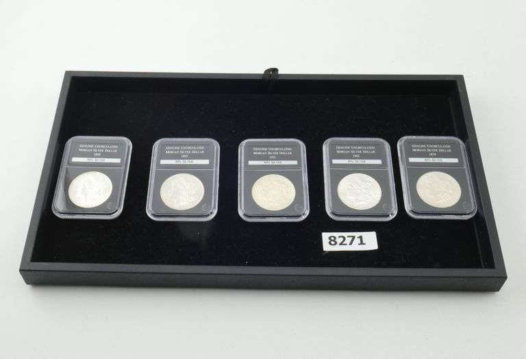 (5) Unc. U.S. Morgan Silver Dollars - Dixon's Auction at Crumpton