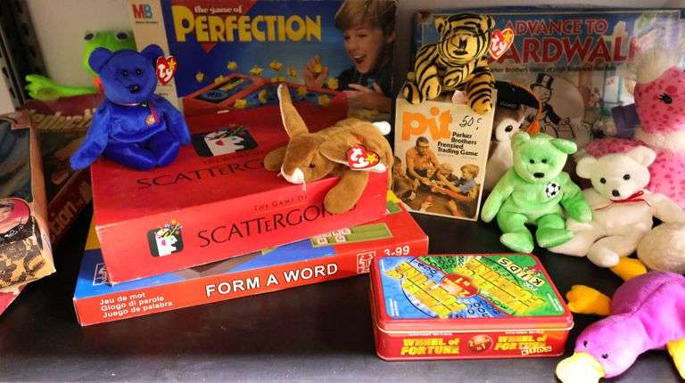 Lot of Beanie Baby Stuffed Animals, Board Games, Vanna in Spain Doll ...